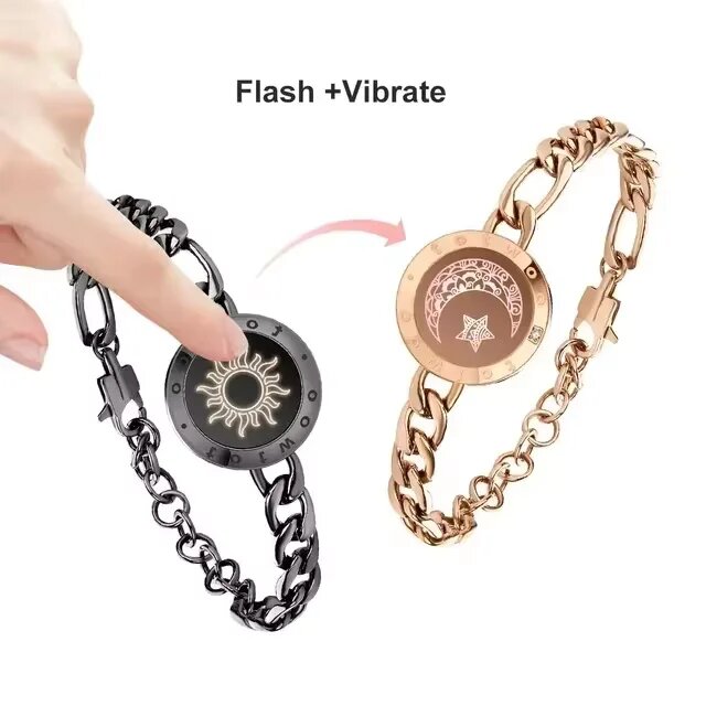 Браслет для пар tottoo, черный и золотой, flash+vibrate