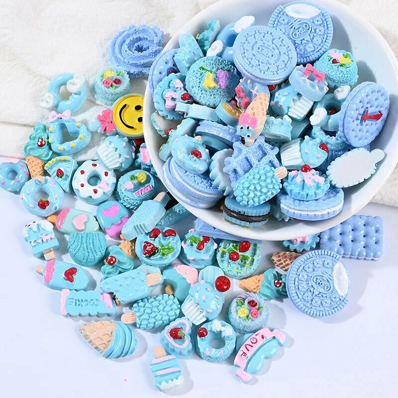 Миниатюрные пончики из смолы GRHO, набор из 10 штук mix blue