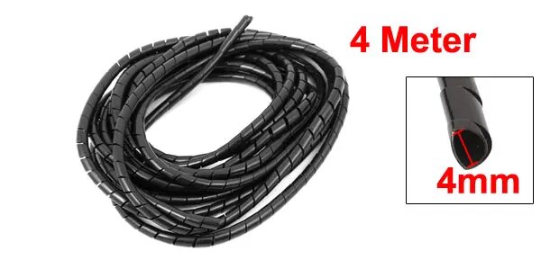 UXCELL Спиральная обмотка для проводов 4 мм пластик 4mm x 4m