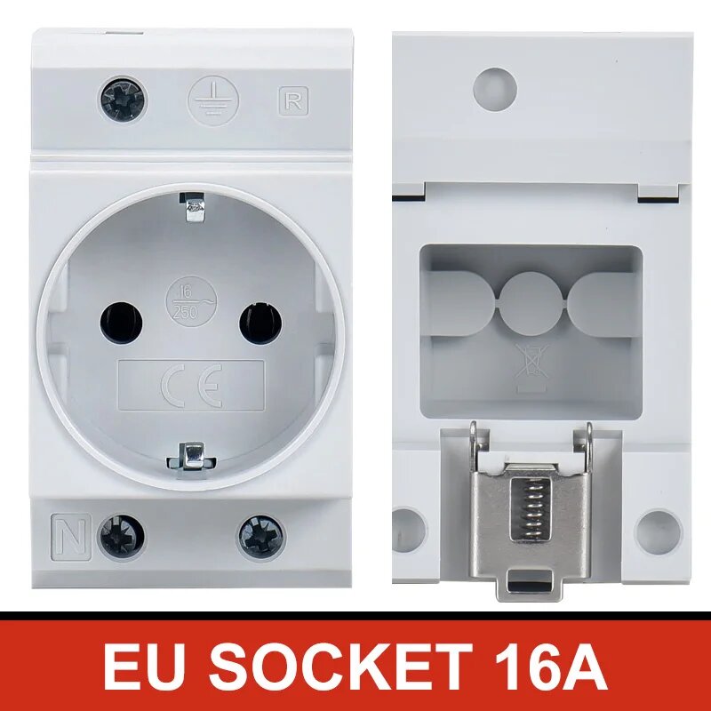 Стандартная модульная розетка DIN-рейка 16А 25А 250В 16A EU Socket