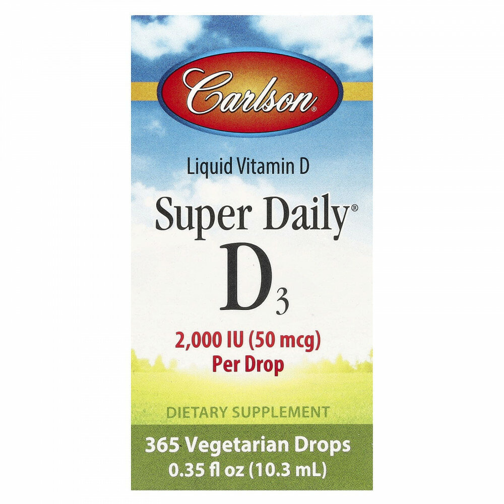 Carlson, Super Daily® D3, 50 мкг (2000 МЕ), 10,3 мл (0,35 жидк. унции)