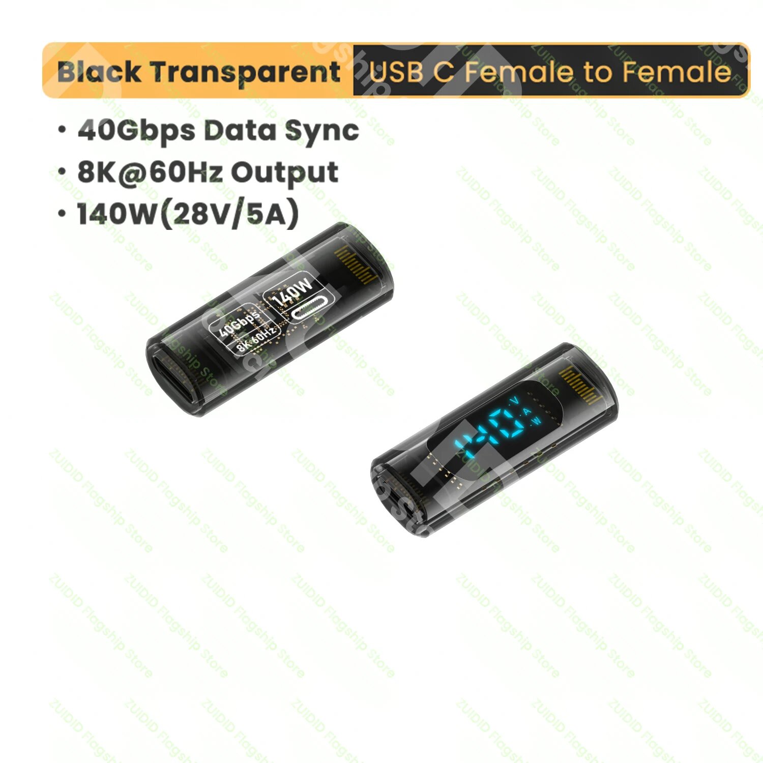 USB C Female to Female, 40Gbps, 8K@60Hz, 140W, T4