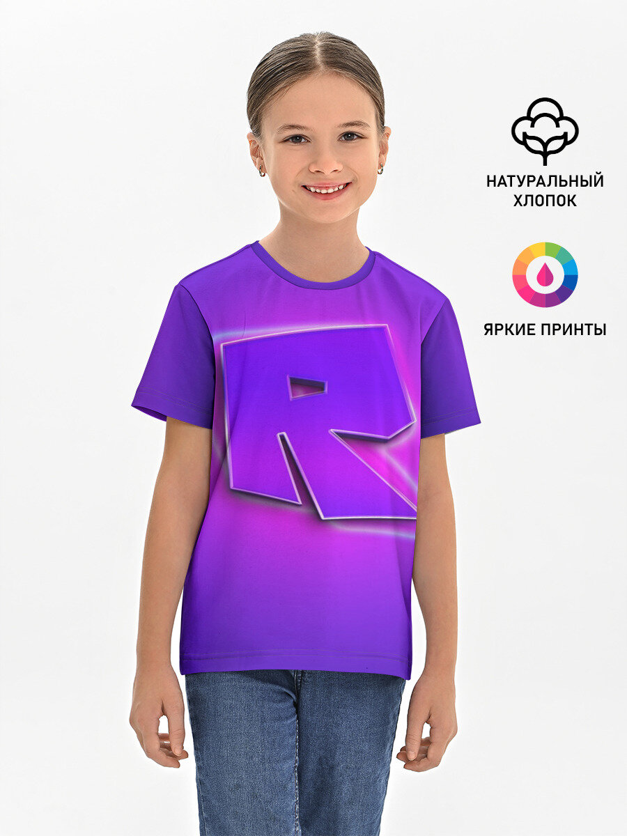 Футболка хлопковая детская ROBLOX NEON LOGO | РОБЛОКС
