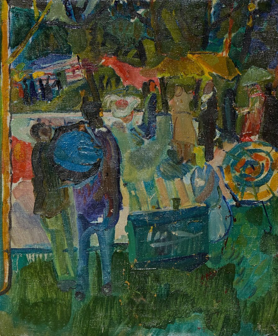 Пикник, Александр Петров, Реализм, Картон, Масло
