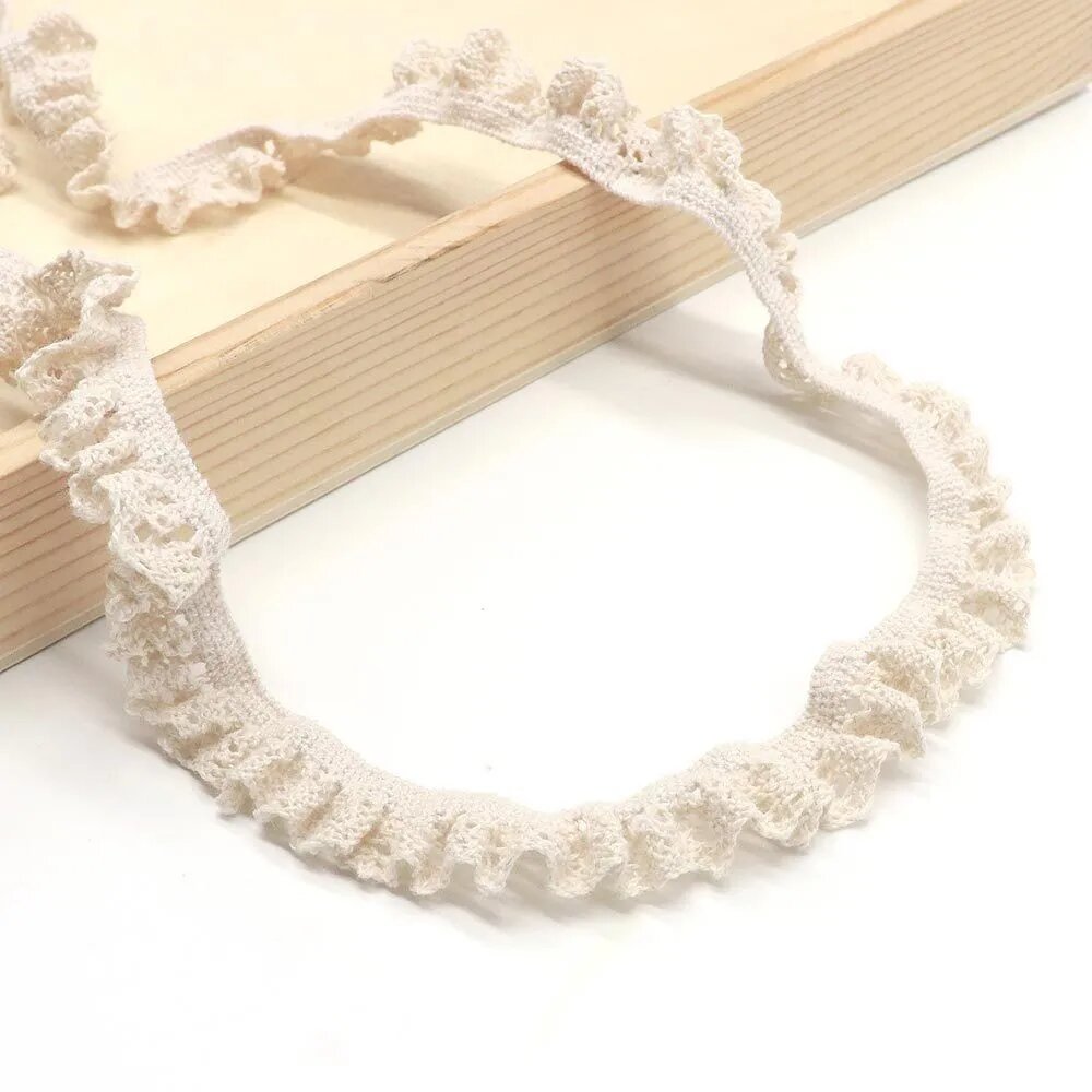 Белые эластичные хлопковые кружева 2 см Белый, DL01-Beige 2.0cm
