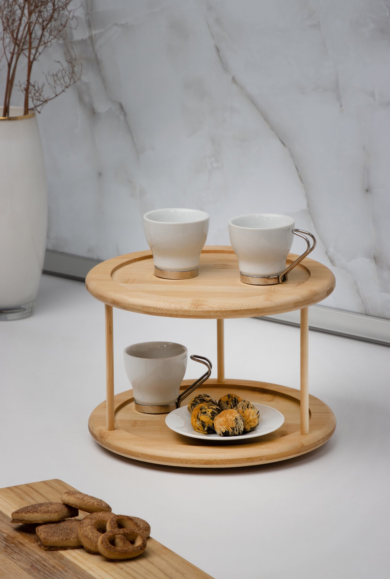 Подставка - органайзер для кухни вращающаяся из бамбука Mallony Bambu, 25 x 17.5 см