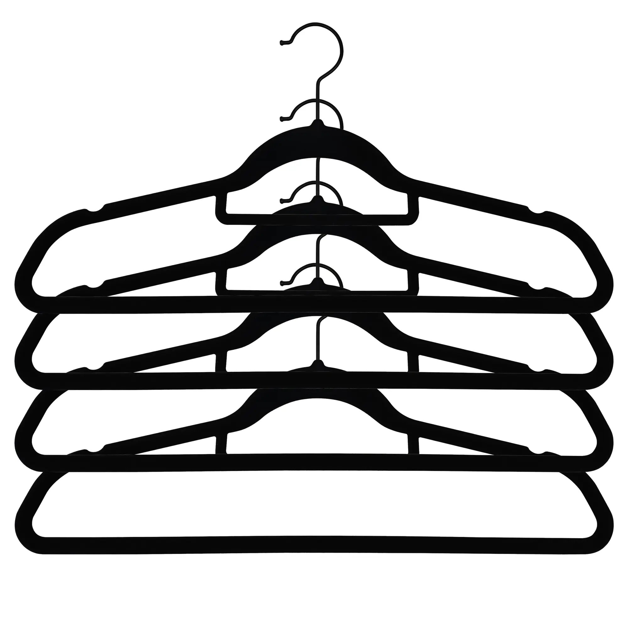 Плечики Spaceo 45 см пластик с флоковым покрытием цвет чёрный 4 шт