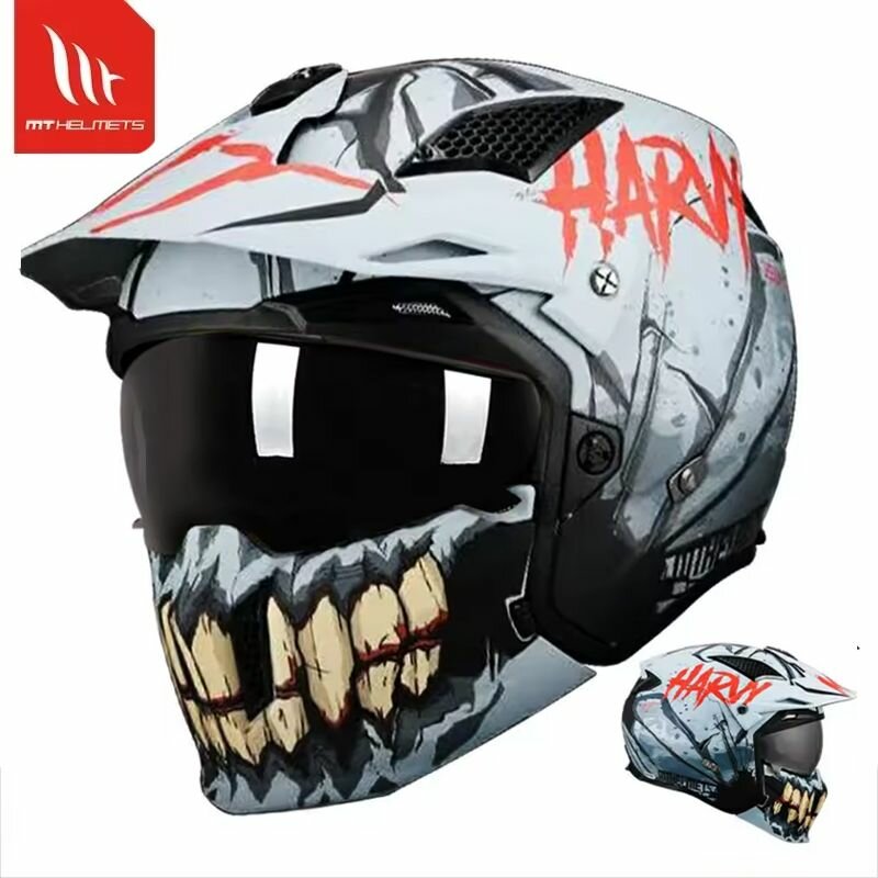 MT HELMETS Мотошлем, цвет: белый, серый, размер: M