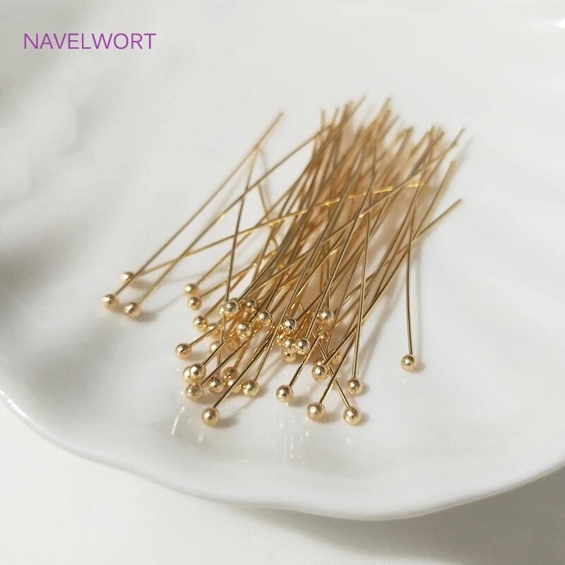 Золотые булавки для бижутерии NAVELWORT, 50 шт, 50mm, 18K gold plated