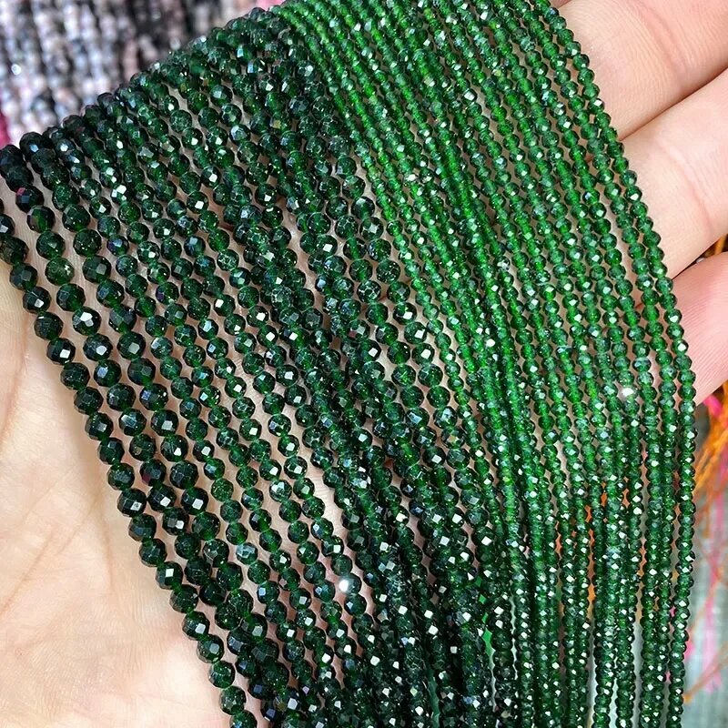Бусины из черного оникса LUOMAN XIARI 2мм 3мм 4мм Изумрудный, 3mm 120pcs, green sand stone