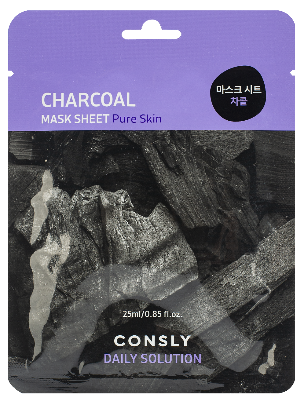 Тканевая маска для лица Consly, с древесным углем, 25мл