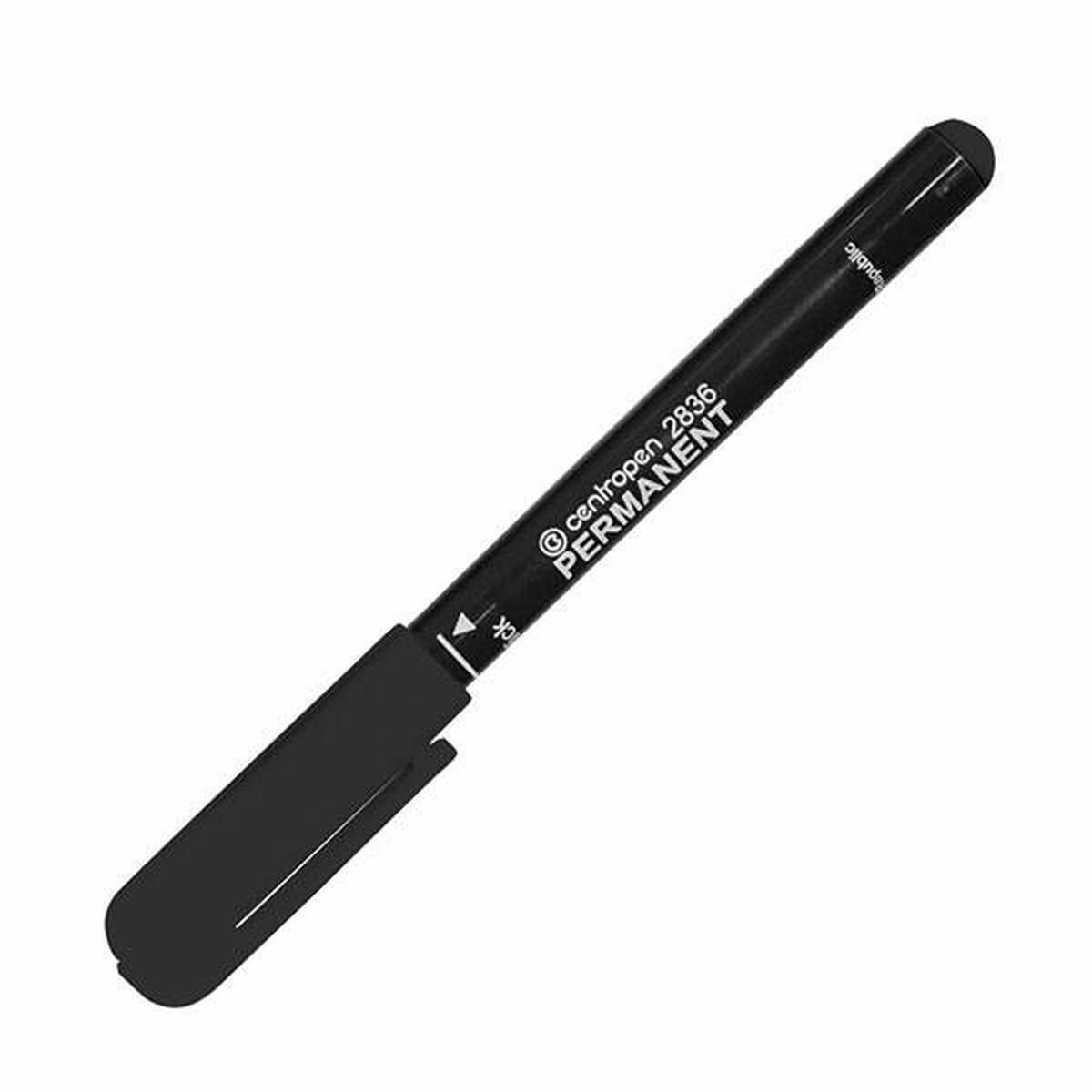 Маркер перманентный Centropen 2836 (2мм, игольчатый наконечник, черный) (2836/12), 10шт.