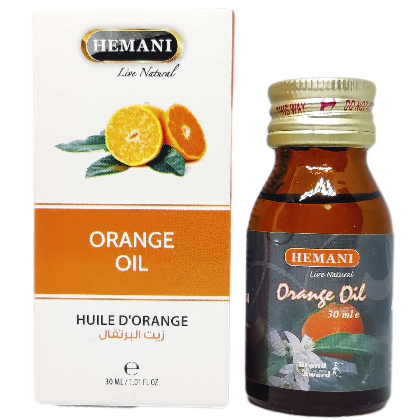 Масло Hemani Orange Oil, для тела, 100% холодный отжим, 30мл