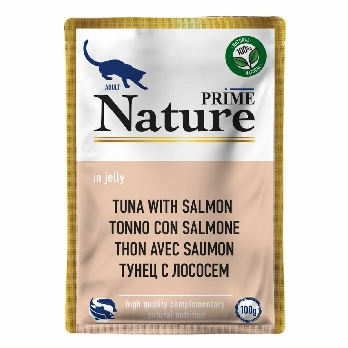 PRIME NATURE Влажный корм для взрослых кошек, тунцом и лососем, в желе 12 шт*100 гр