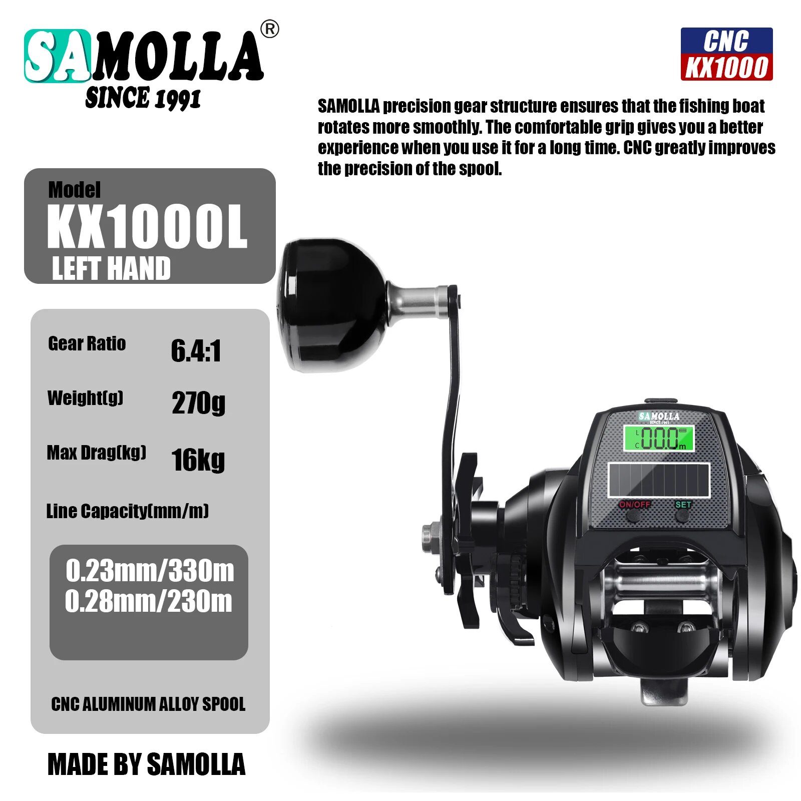 SAMOLLA KX1000L Левая катушка для морской рыбалки 6.4:1