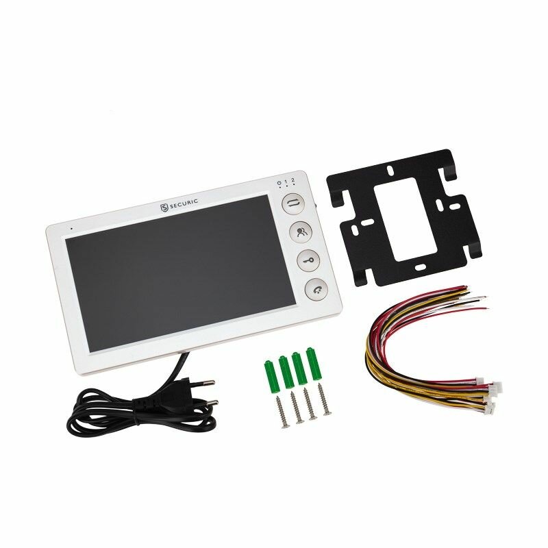 Цветной монитор видеодомофона 7" формата AHD(1080P), с детектором движения, функцией фото- и видеозаписи. Цвет белый (модель AC-434)