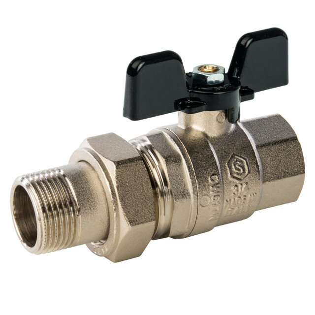 STOUT кран шаровой с полусгоном 3/4 ВР/НР латунь бабочка для водоснабжения дома