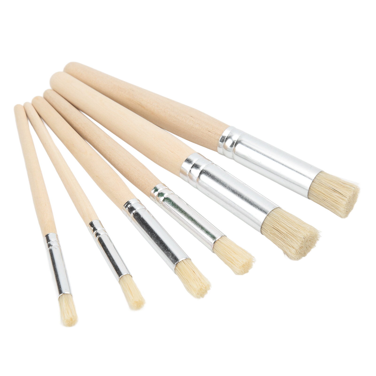 6PCS Wooden Stencil Brushes Ergonomic Stencil Brush Set Painting Bristle Brushes for Watercolor Art Painting DIY Crafts