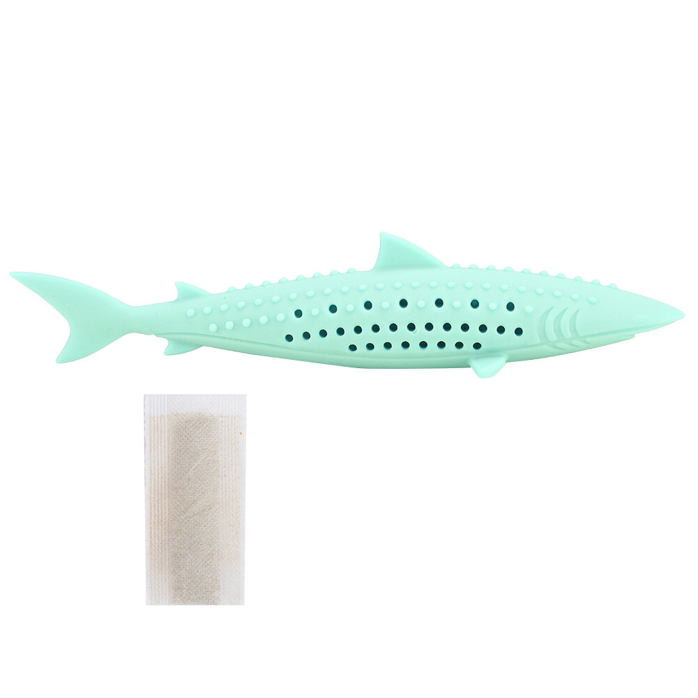 Интерактивная игрушка для тренировки чистки зубов кошки из силикона с кошачьей мятой, в форме рыбки.