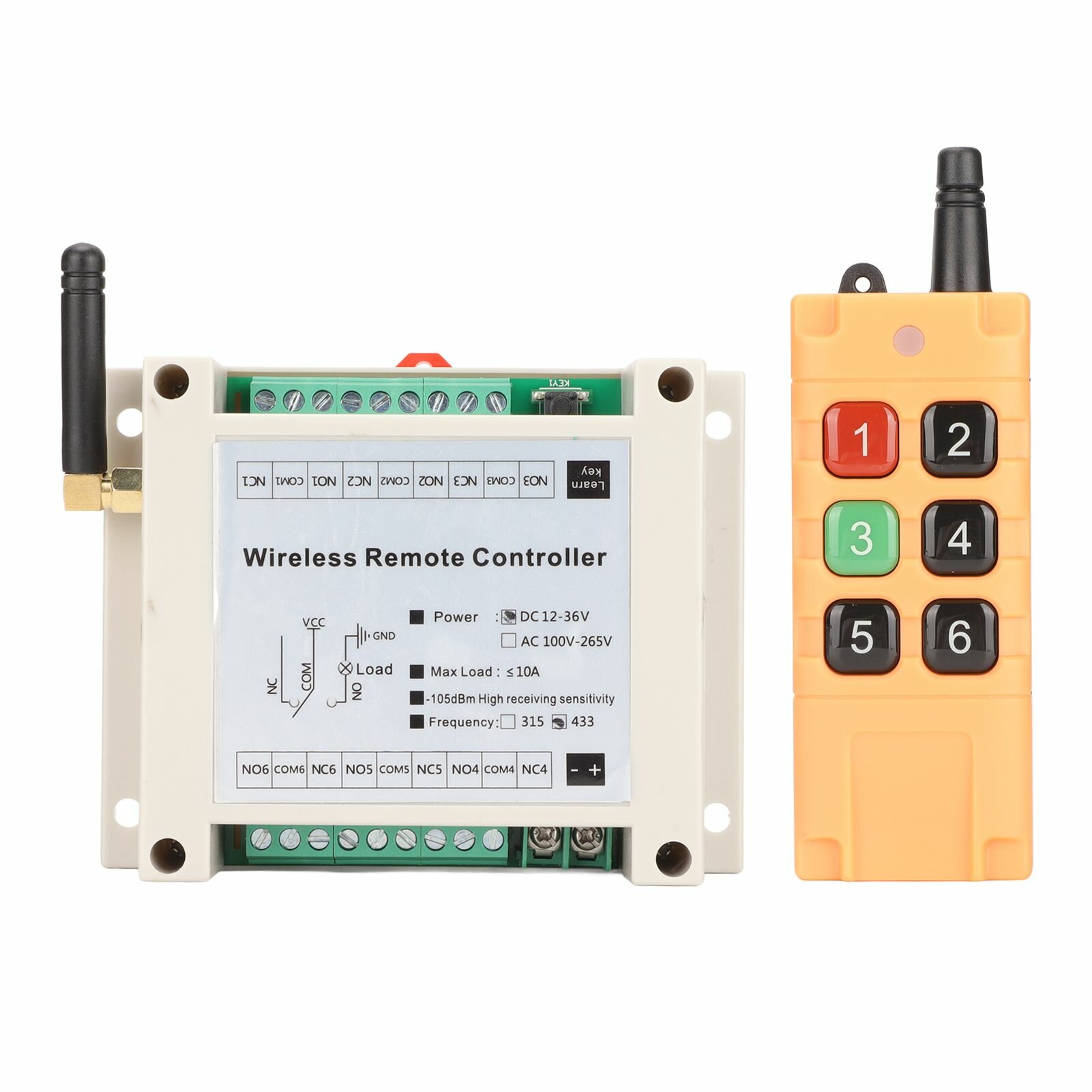 6-канальное реле 433МГц 12-36В для дверей