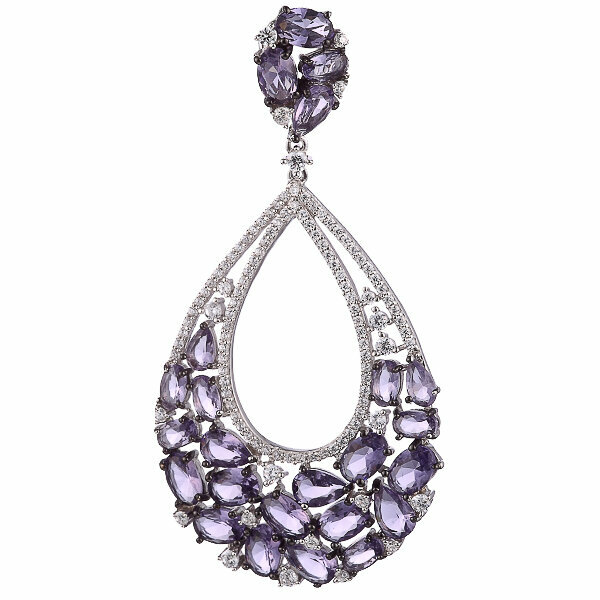 Подвеска, серебро, 925 проба, фианит, аметист