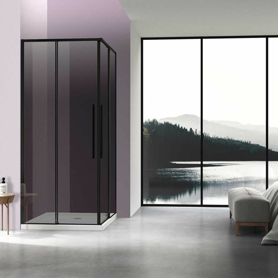 Душевой Уголок Slim-n Vss-4sn900cgb, 900*900, Черный, Стекло Тонированное