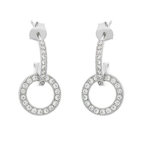 Серьги пусеты, серебро, 925 проба, родирование, фианит
