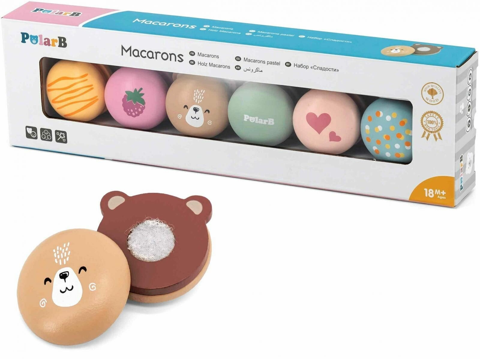Развивающий набор Polar B "Сладости" Макаруны, 6 предметов с липучками