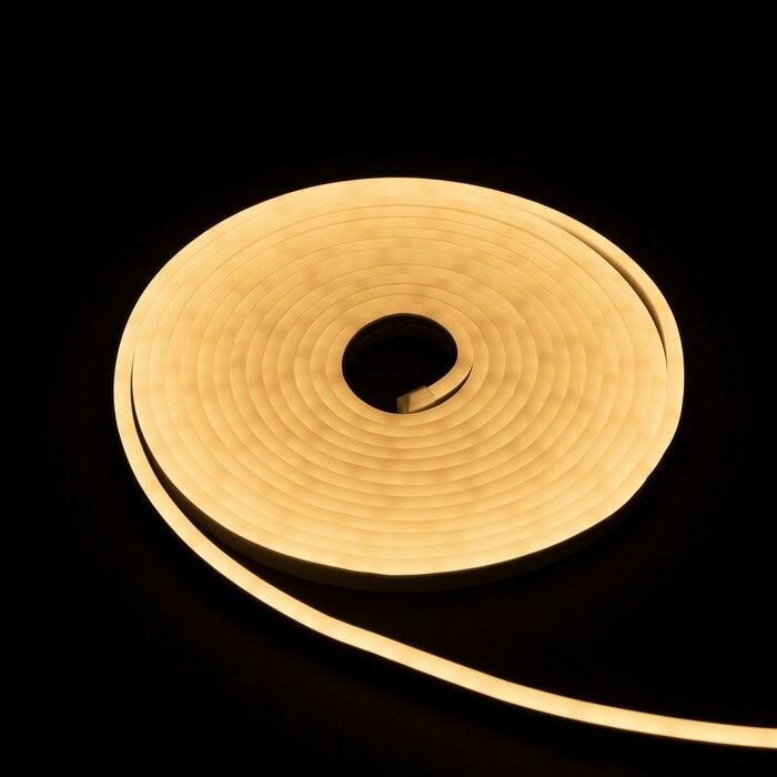 Гибкий неон Luazon Lighting 6 12 мм, IP65, 10 м, SMD2835, 120 LED/м, 12 В, свечение тёплое белое