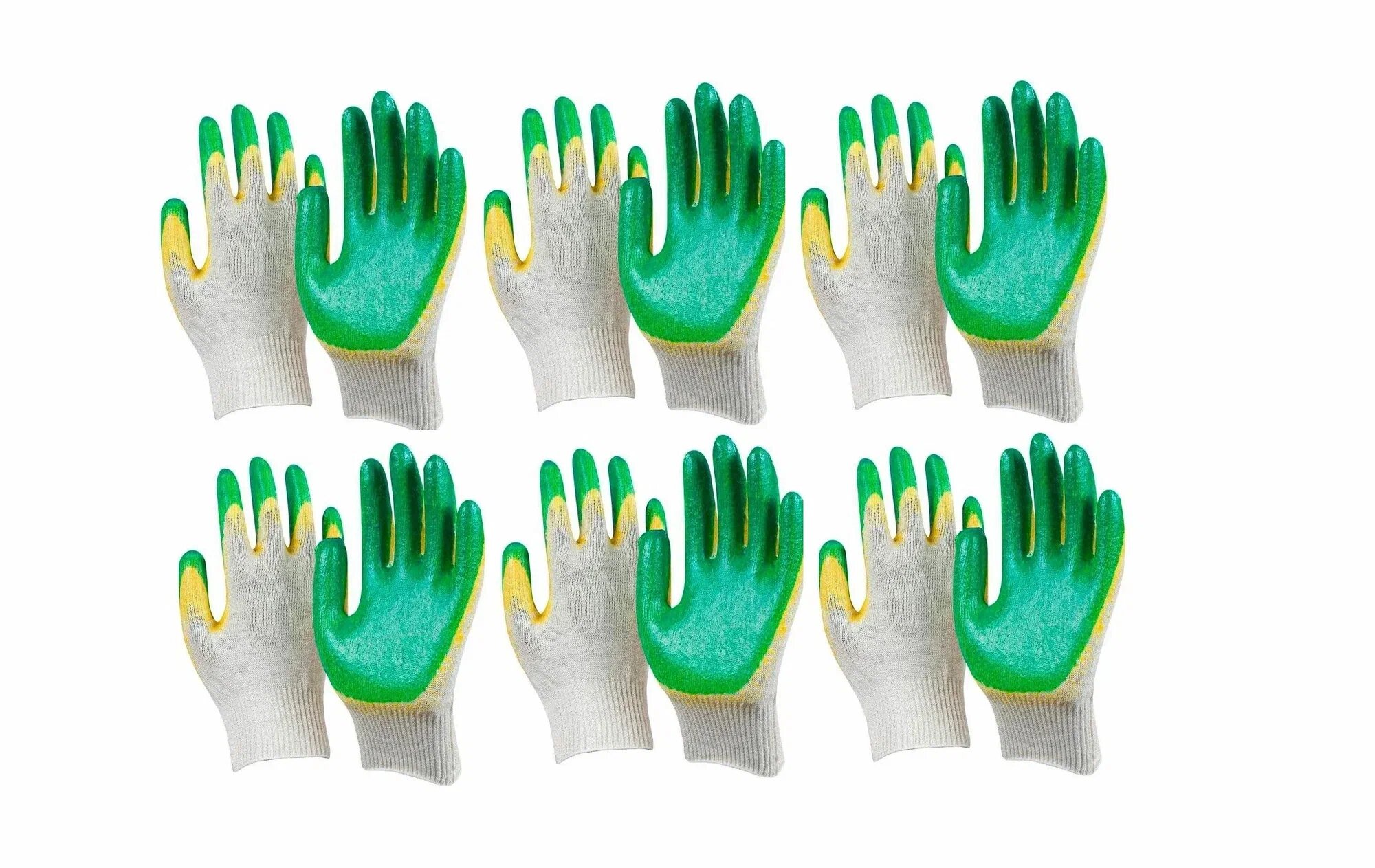 Перчатки х/б с двойным латексным обливом (комплект 5 пар)