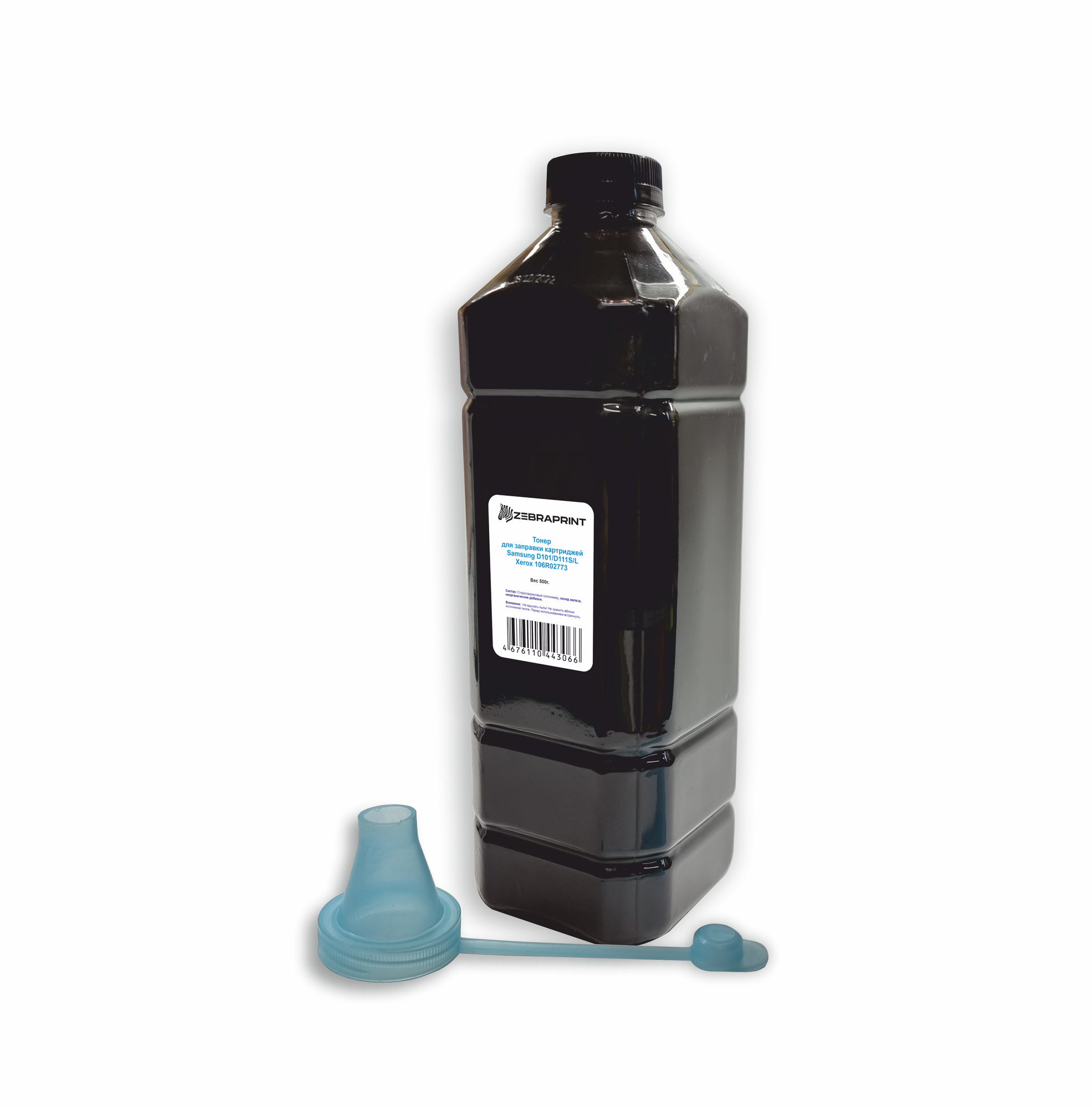 Тонер для заправки Zebra Print, для Samsung D101S, D111S и Xerox 3020, 3025, 106R02773, 500г банка с воронкой-дозатором