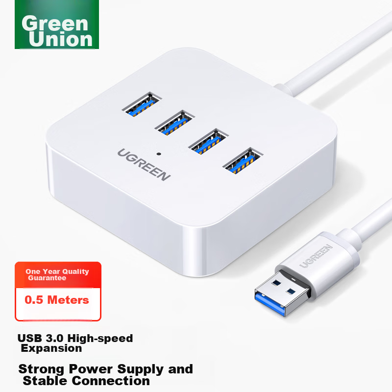 Lulian USB3.0 Hub, High-Speed 4-Port Expansion Dock, USB Hub Expansion Dock, Laptop Multi-Port Adapter with Power Supply Port