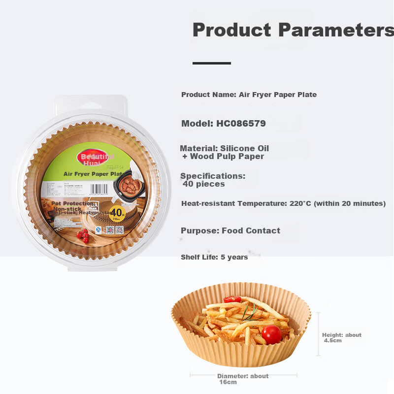 MARYYA Air Fryer Parchment Paper 16cm * 40pcs Round Paper Liners for BBQ Meat Baking Oil Absorbing Disposable Household Parchment Paper
