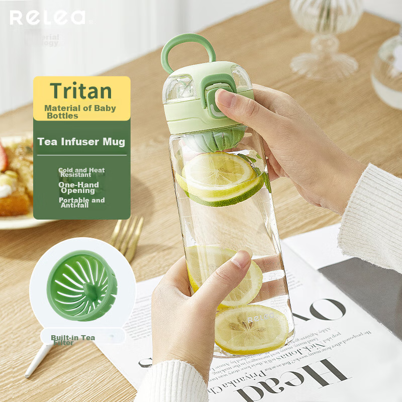 RELEA Water Bottle for Women, Tritan Plastic Cup, Large Capacity, Stylish Portable Cup, Student Cup, Holiday Gift