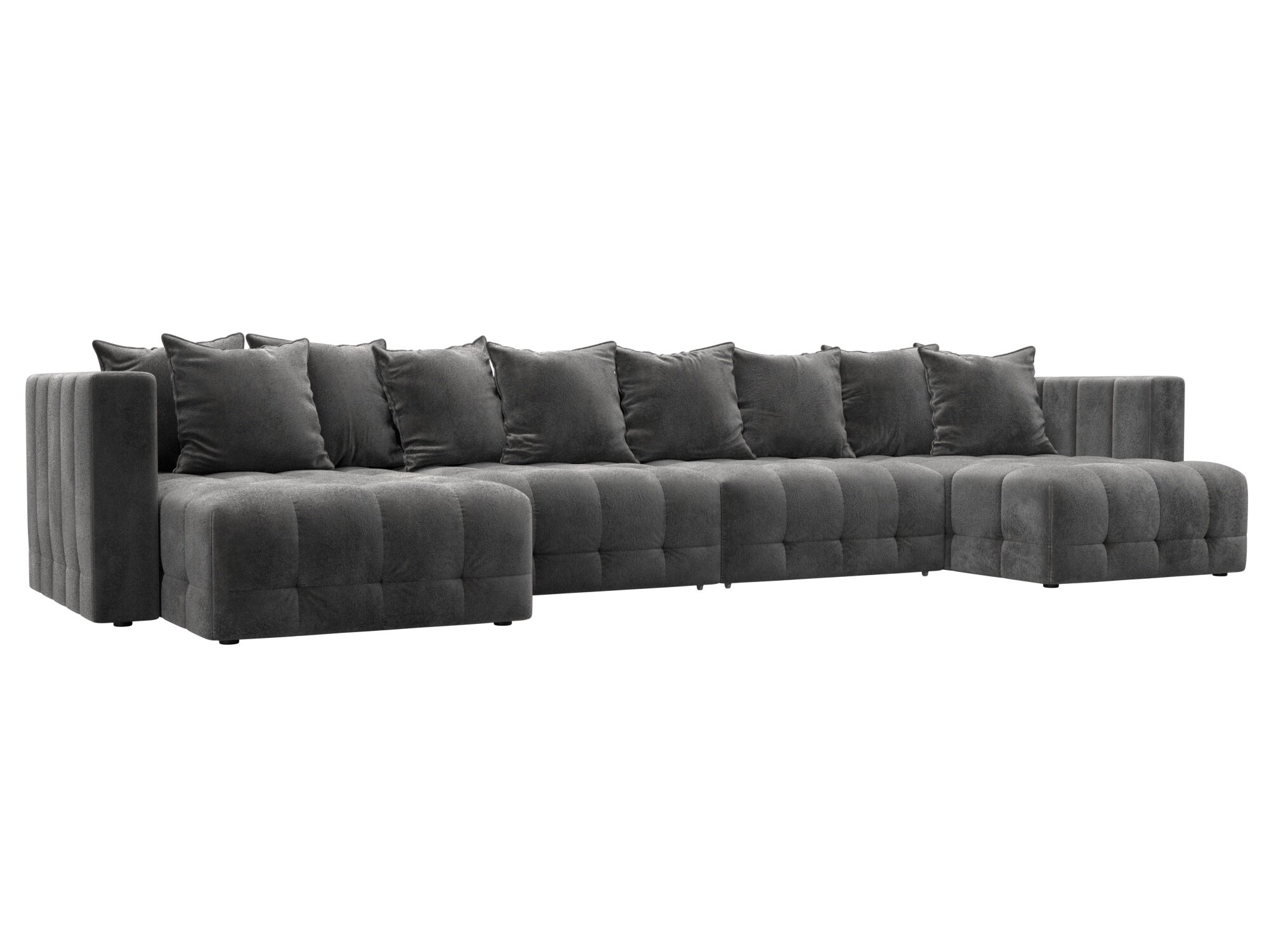 Диван П-образный Лига-052 НПБ Лонг, велюр TOWER 10 серый