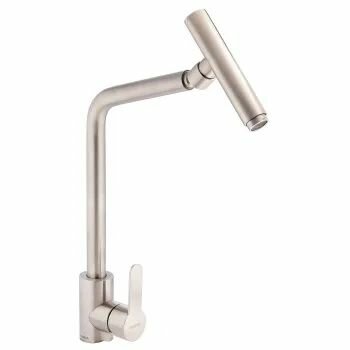 Смеситель для кухни и раковины ORTA 28617 (SUS 304) с шаровым изливом 360 градусов Цвет серебристый Пищевая гиппоаллергенная нержавеющая сталь, монокомандный, аэратор, универсальный