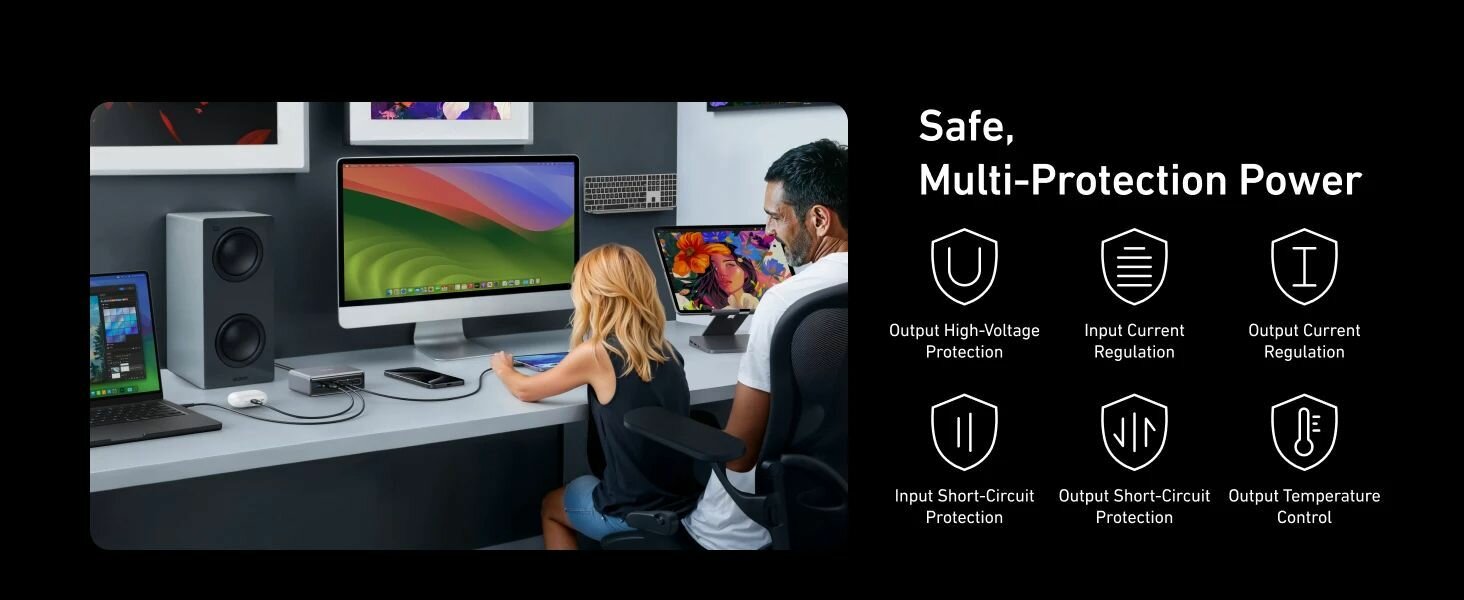 Зарядное устройство Anker Prime Charger, 200 Вт, 6 портов, GaNPrime, ЖК-дисплей, черный