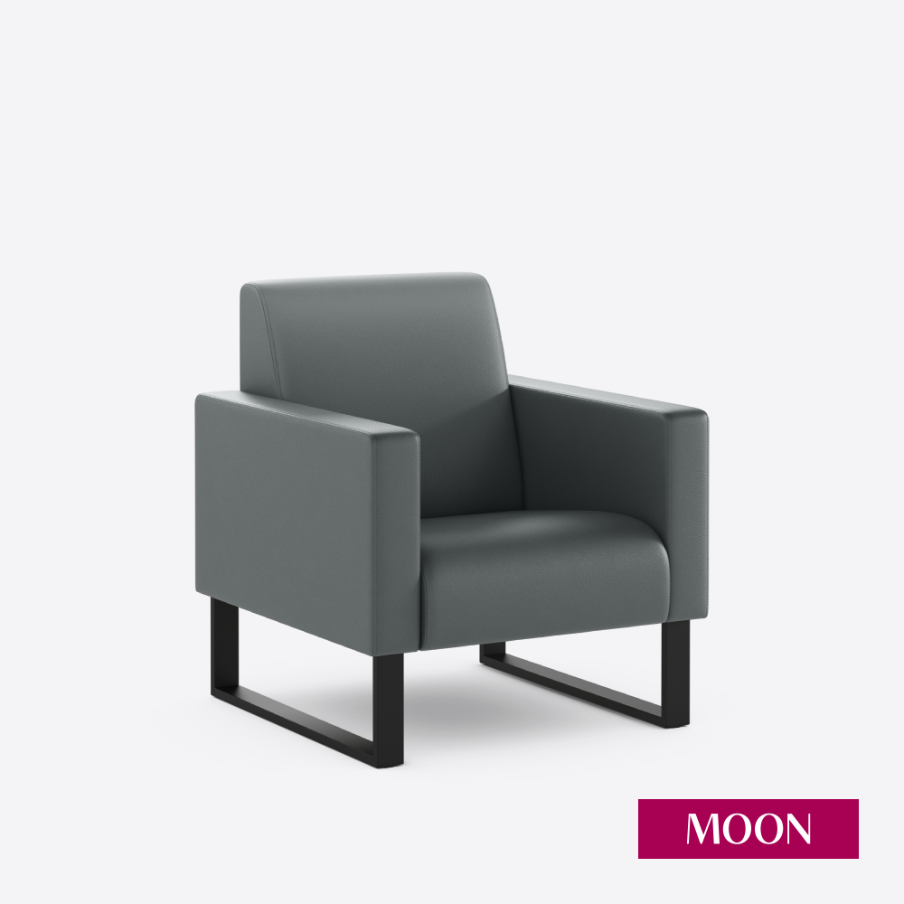 Кресло MOON 158 нераскладное, экокожа, цвет серый, 76*84*91, эксклюзивная высокоэластичная пена (UniqFoam).