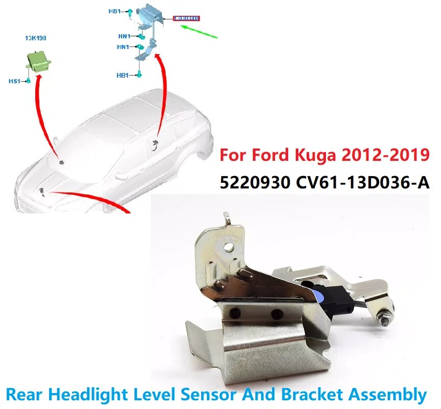 5220930 CV61-13D036-A Датчик высоты заднего кузова для Ford Kuga 2012-2019, кронштейн датчика выравнивания фар в сборе CV6113D036A