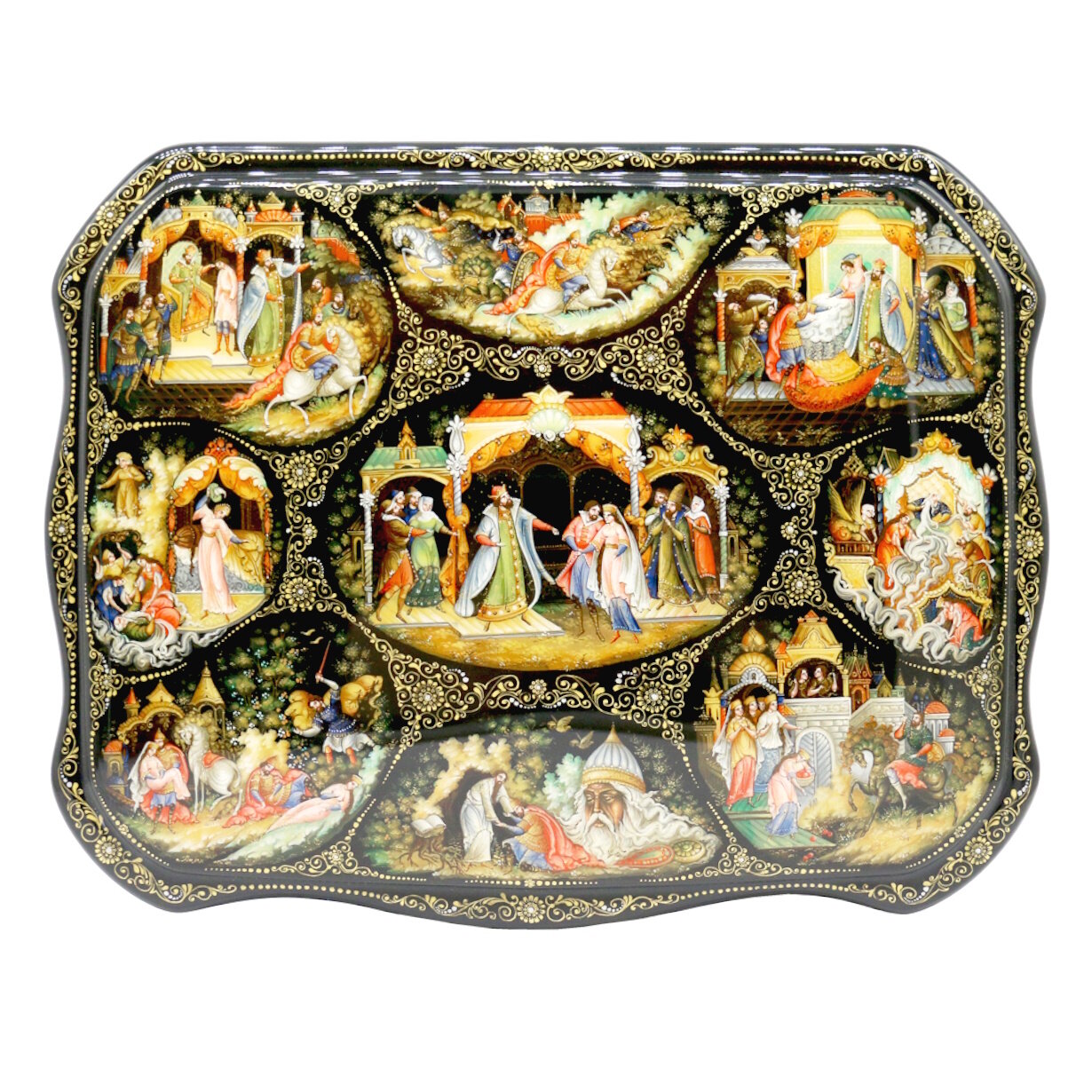 Шкатулка Холуй Руслан и Людмила, прямоугольник, авт. Кот Н. Ф.