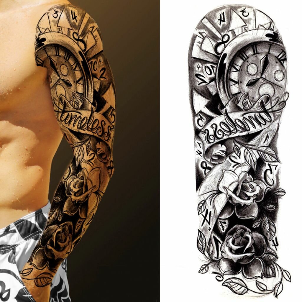 Тату-рукав 48 17 см временная водостойкая татуировка на всю руку с реалистичным дизайном для мужчин и женщин