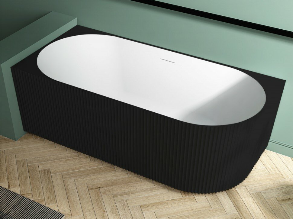 Акриловая ванна Abber AB9329-1.7MB, угловая, асимметричная, матовая, черная/белая