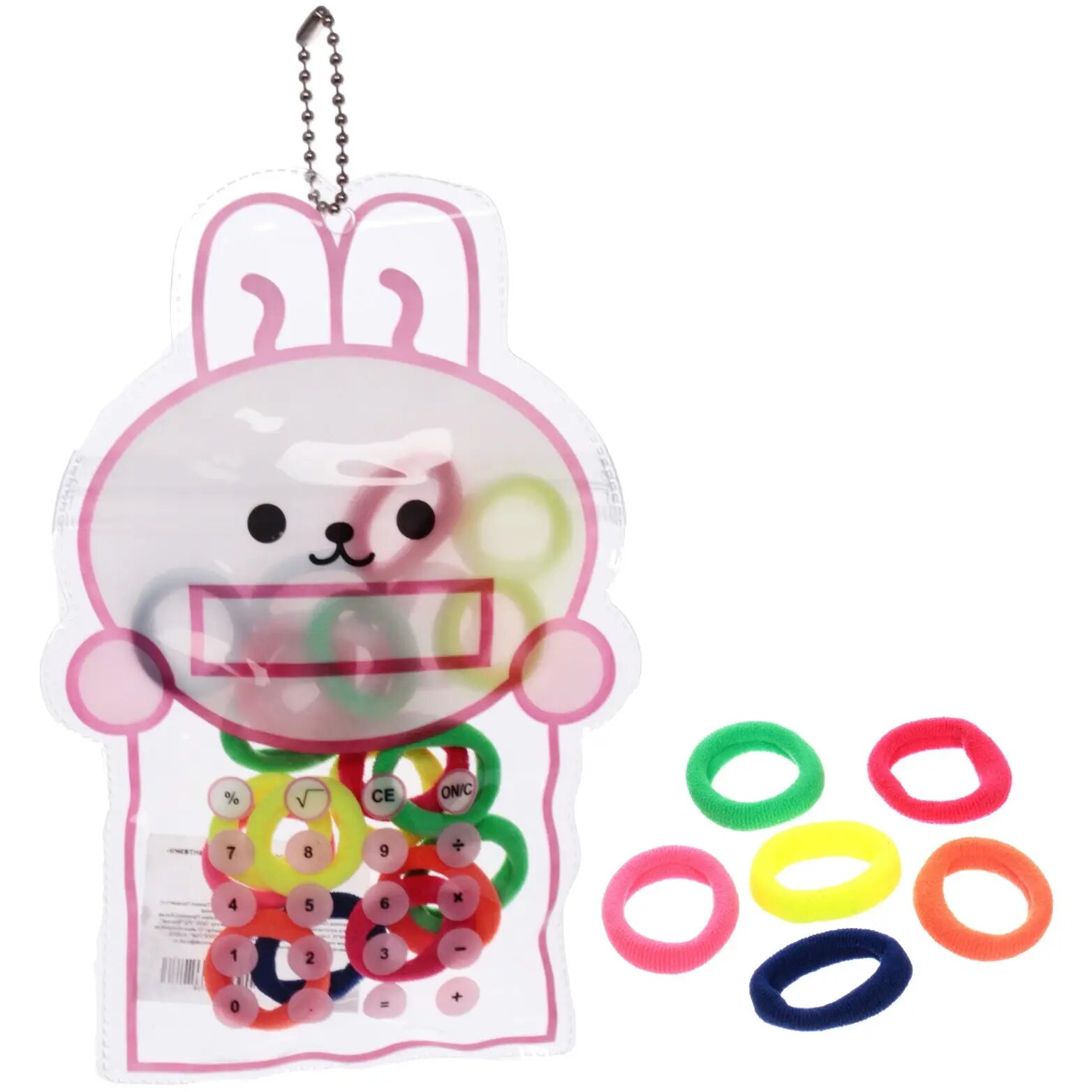 Резинки детские для волос 20шт, разноцветн, с цепочкой, 10*16,5см