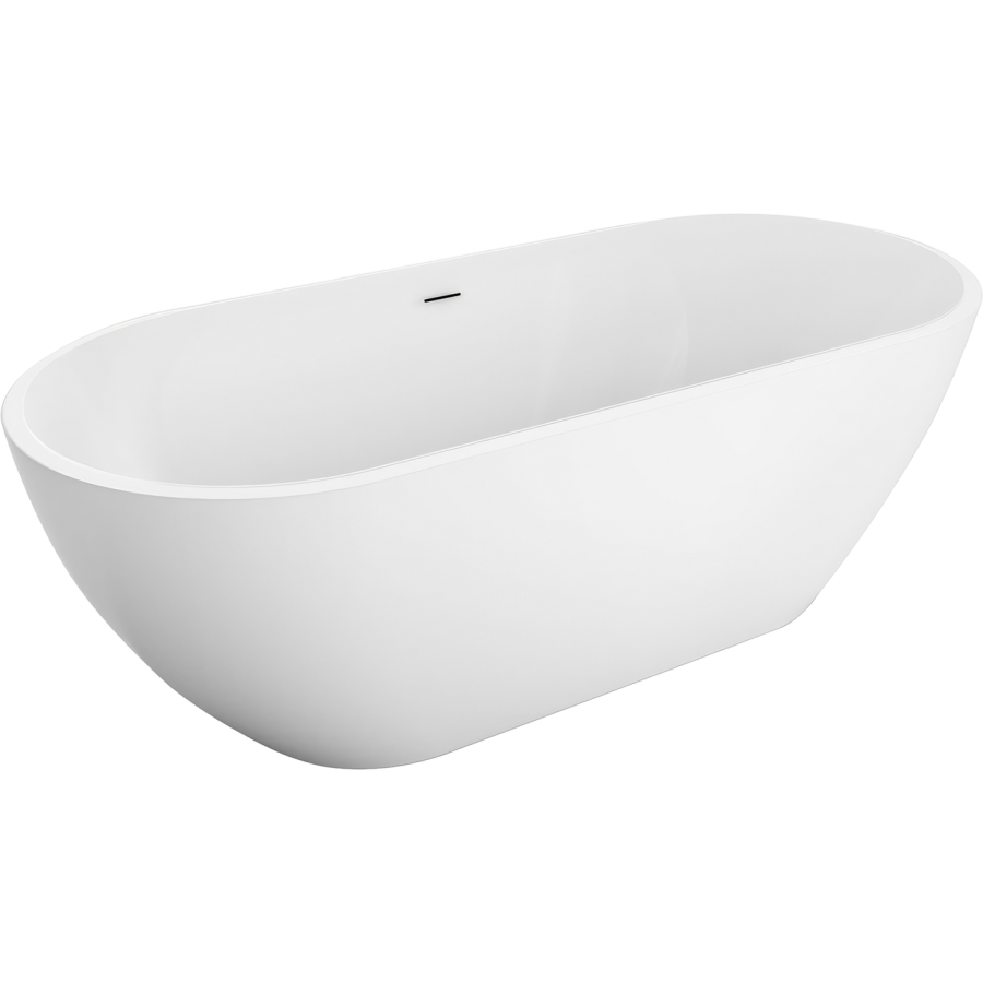 Акриловая ванна BelBagno Uno BB701 150x75 см, отдельностоящая, белая, овальная, на ножках, со сливом-переливом, с донным клапаном