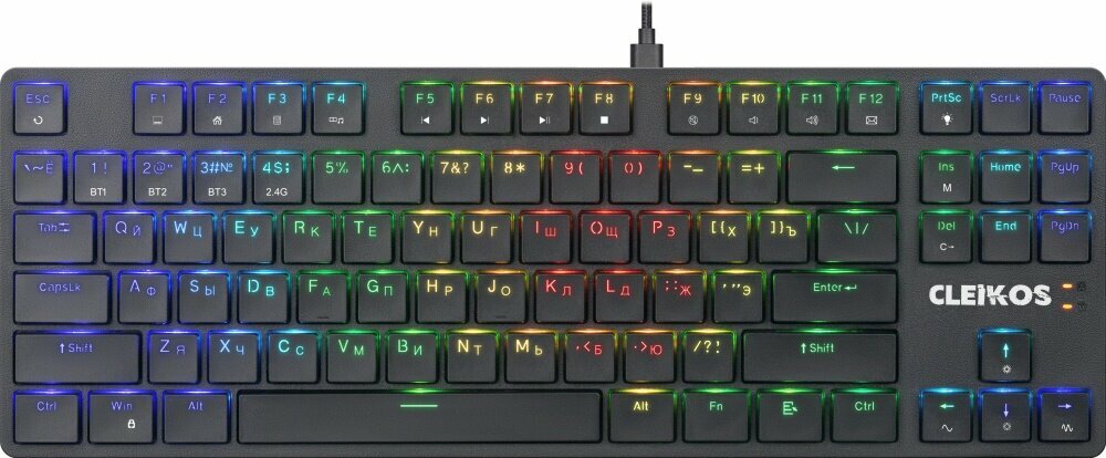 Клавиатура Defender механическая Cleikos GK-135 RU, RGB, чер, BT+2.4G, корич. св,87