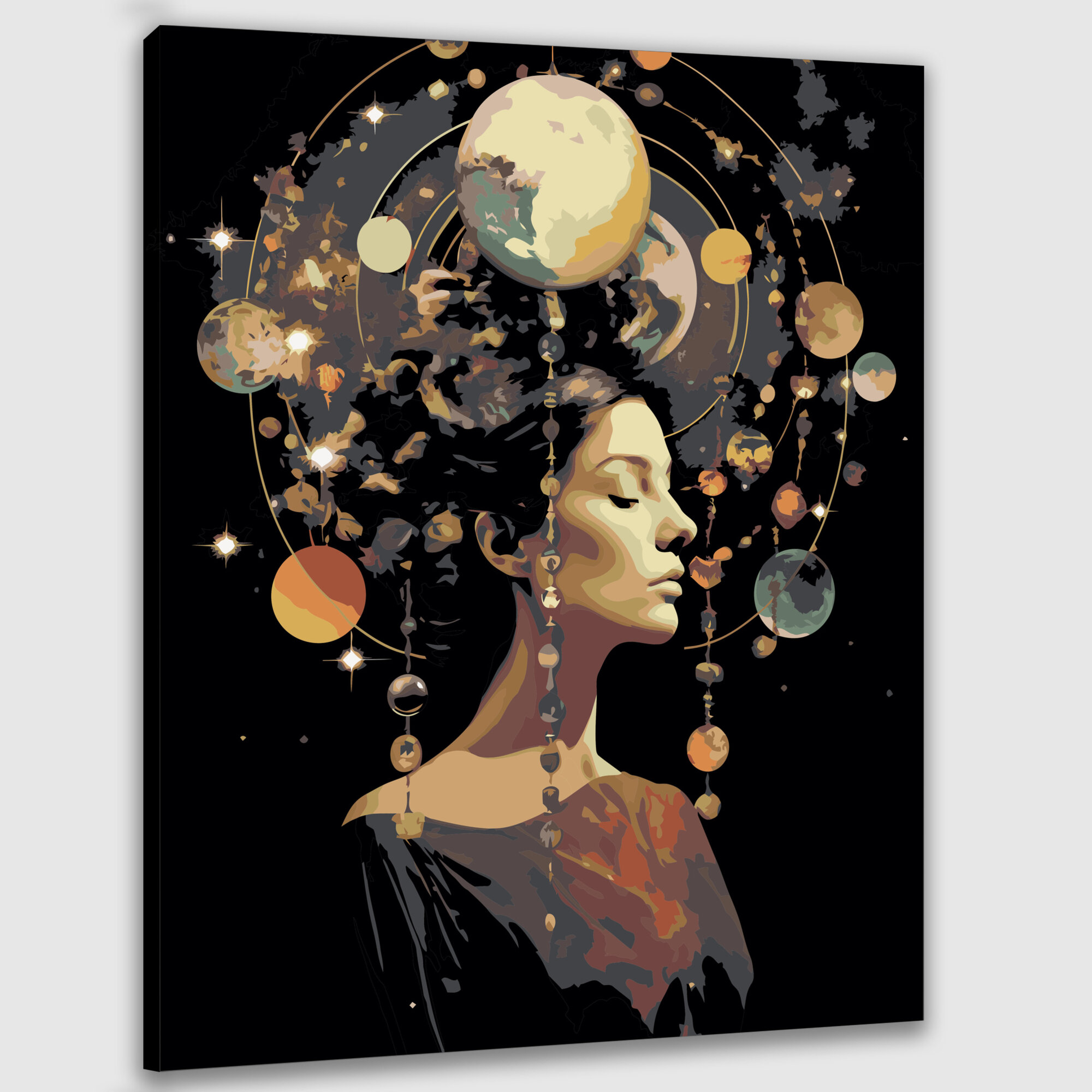 Картина по номерам 40x50 см, цифровой коллаж, фазы Луны, художественный стиль, реалистичный, детализированный, веки