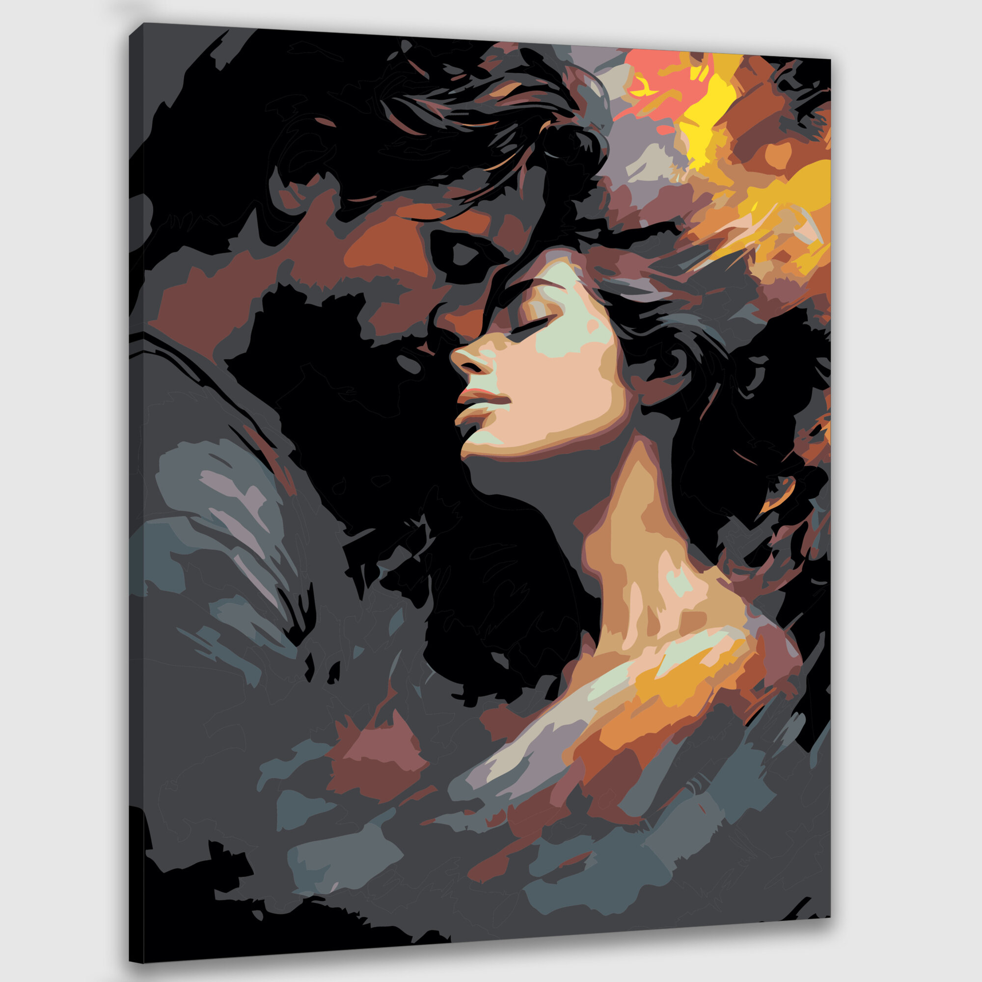 Картина по номерам 40x50 см, портрет, глубоко влюбленная пара, яркие цвета, замысловатые детали, эмоции, связь