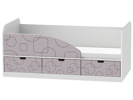 Кровать с выдвижными ящиками, 80х160 фрезеровка Квадрат (Ирис/Белый/Левый)