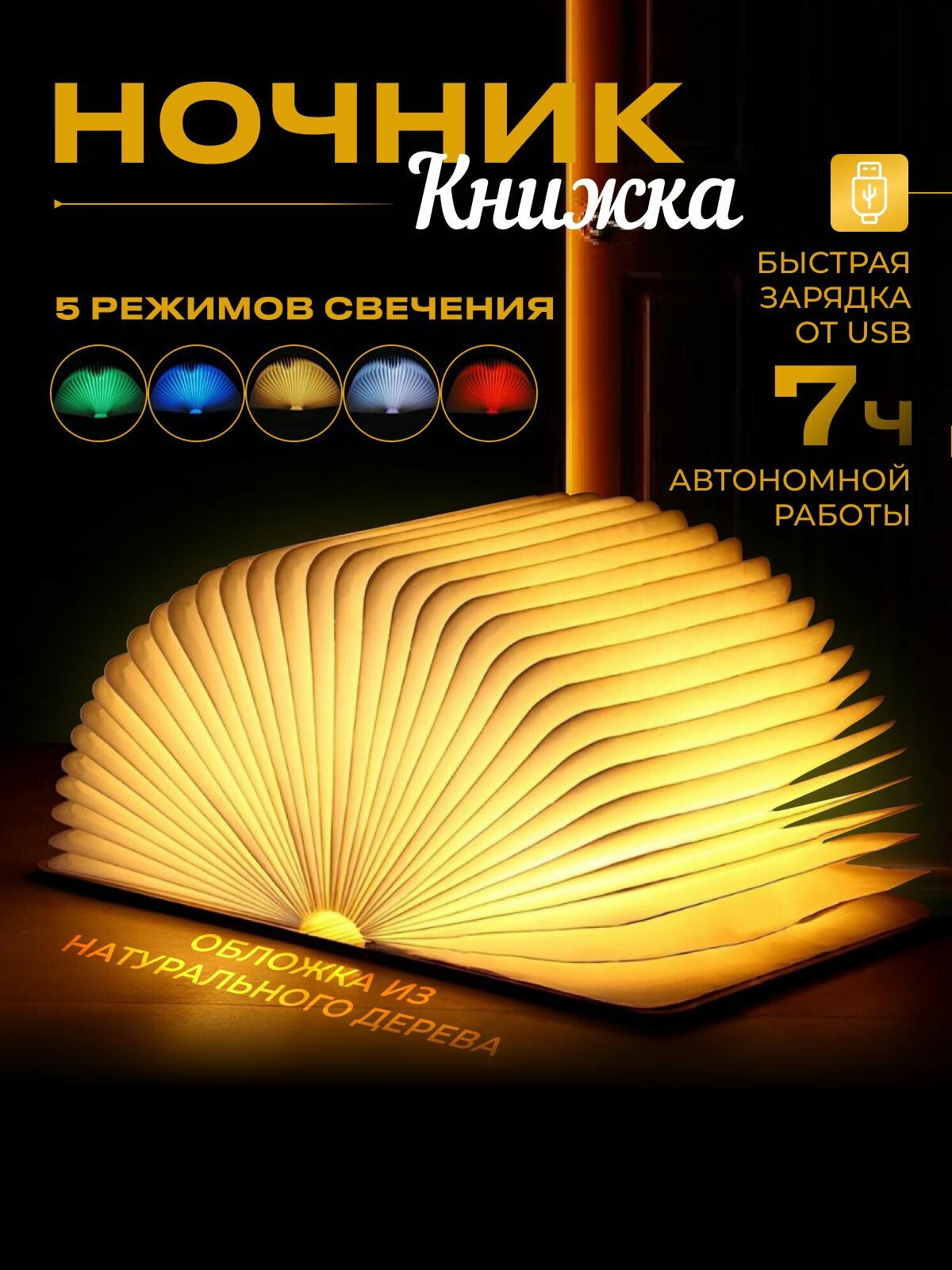 Ночник -книжка, светильник детский для сна, ночник светодиодный.
