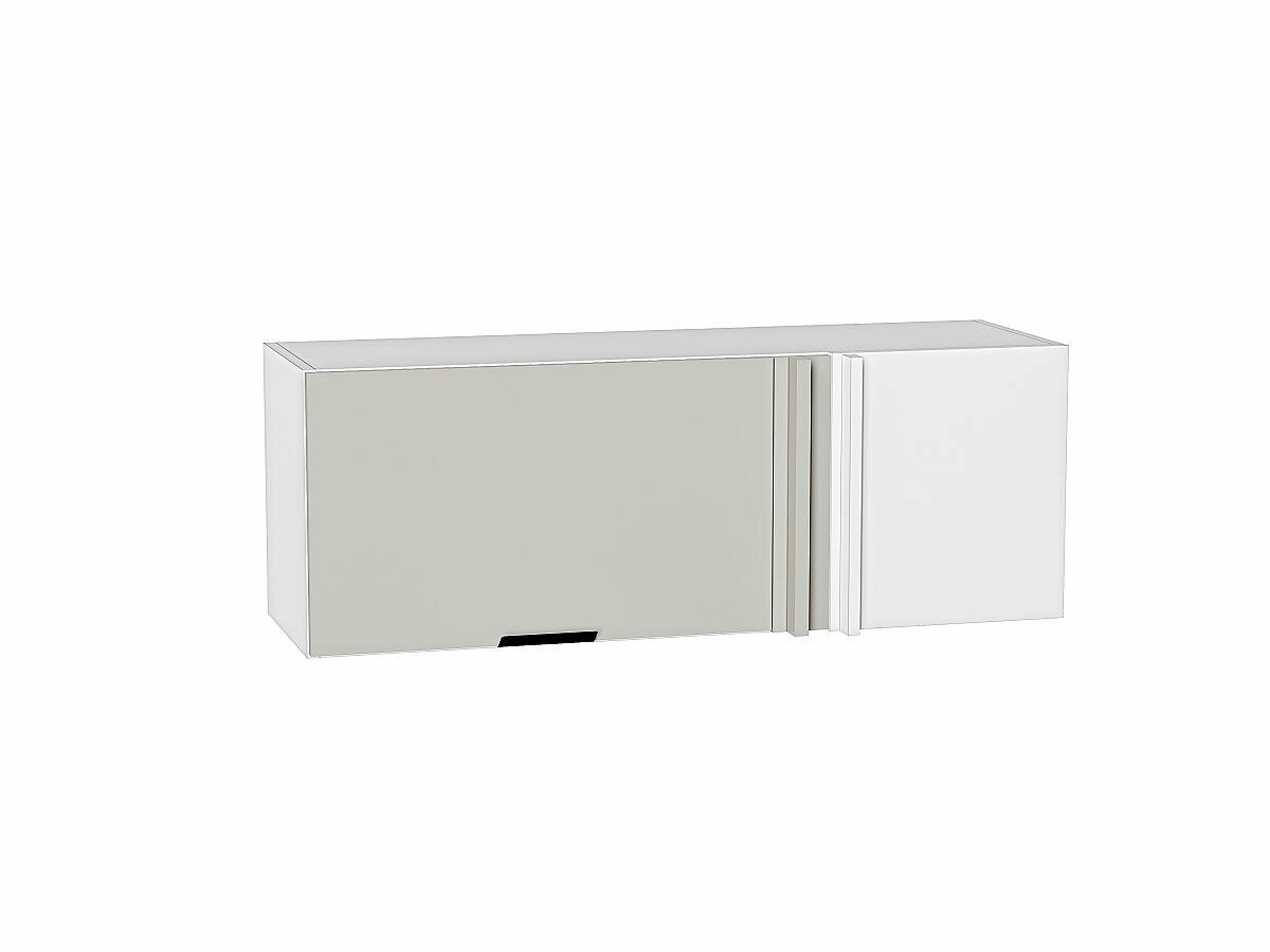 Шкаф верхний прямой угловой горизонтальный Евро, цвет фасада Агат, цвет каркаса Белый, 358*1000*350 мм